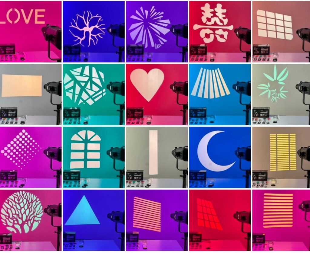 TC-25 PRO GOBO KIT WITH 20 DESIGNS FOR PHOTOGRAPHY – BOWENS MOUNT ...